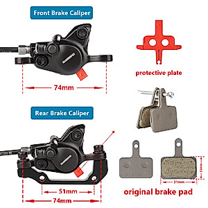 Cyclon Shimano MT200 MTB Hydraulic Disc Brakes Set, Left Front 800mm Right Rear 1400mm with Rear PM/is Adapter Aluminum Alloy Hydraulic Bike Brakes, Dual Disc Piston Fit 160mm Rotors Hydrauli Brakes