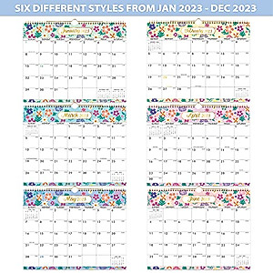 2023 Wall Calendar - Wall Calendar 2023, Janaury 2023-December 2023, 12 Months Calendar with Julian Date, 15 x 12 Inches, Twin-Wire Binding, Suitable for Hanging on the Wall, Large Blocks and Julian Dates, Flower design, Good Decorative Effect