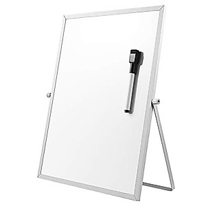 STOBOK Magnetic Dry Erase Board with Stand for Desktop, Double Sided White Board Planner Reminder for School Office 14 x 11 inches