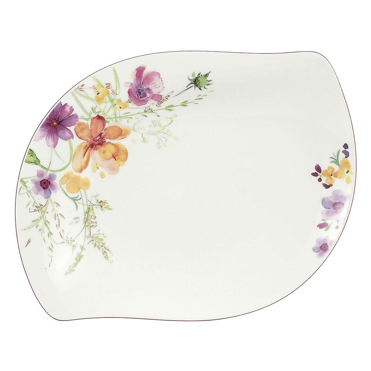 Villeroy & Boch 1041013380 Mariefleur Special Serve Salad Shallow (Flat) Bowl, 13.25 in, White/Multicolored