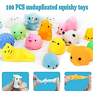 100 PCS Mochi Squishy Toys Party Favors for Kids Kawaii Mini Easter Squishy Animal Squishies Stress Relief Toys gift Cat Panda Squishy Squeeze Toys Birthday Stocking Stuffers for Boys Girls Random