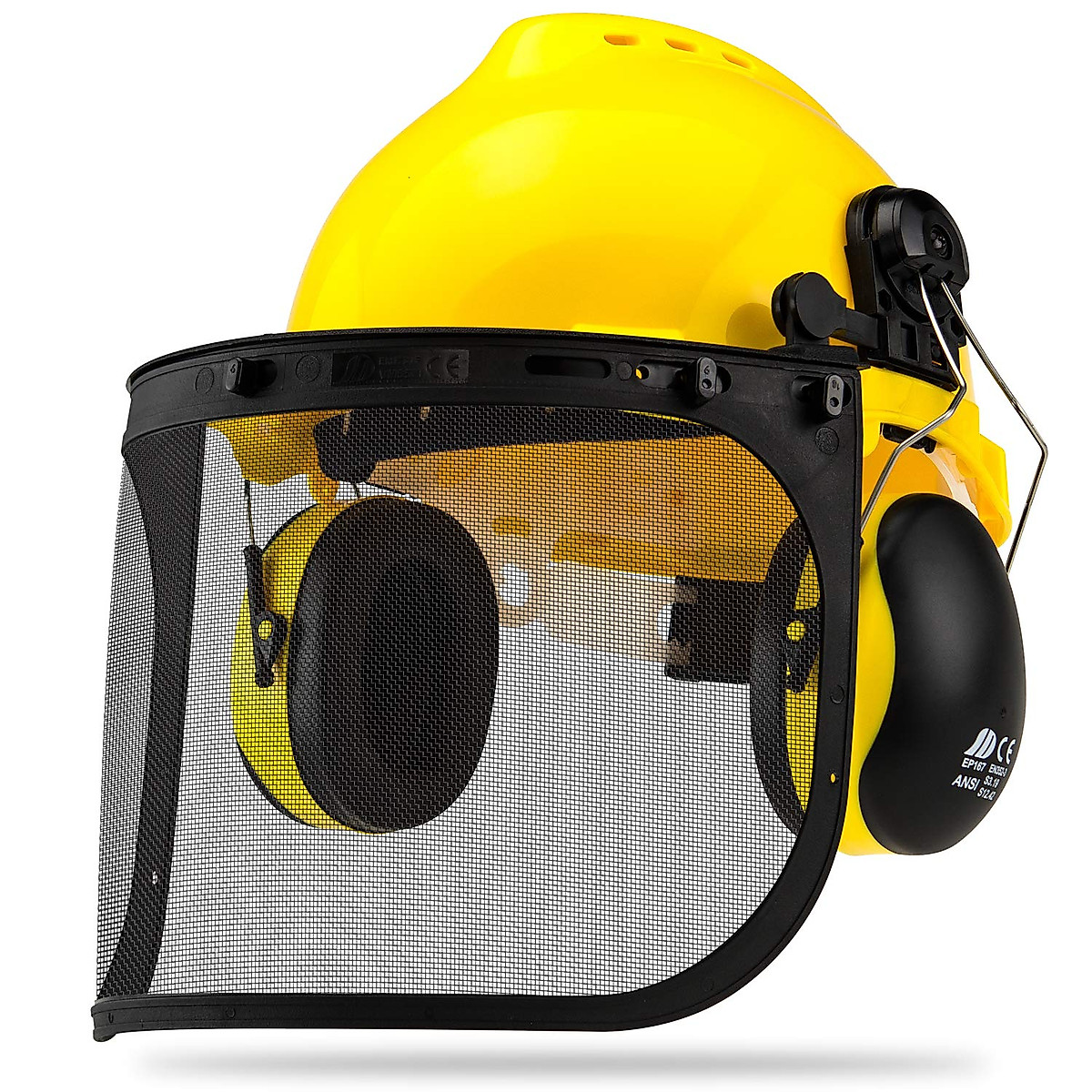 NEIKO 53880A Forestry Helmet for Safety with Shield and Earmuffs, Chainsaw Helmet with Face Shield, Hard Hat Safety Gear Equipment, Protective Face Shield and Mesh Shield for Face Protection