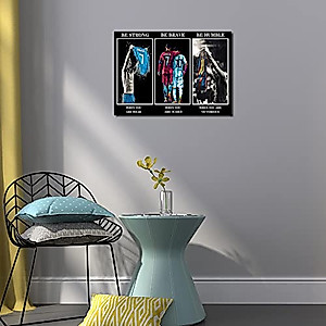 Yasswete Soccer Superstar Lionel Messi Poster Be Strong Be Brave Be Humble Poster Legendary Motivational Wall Art Posters for Livingroom Gym Football Fans Gift 12X18inch Unframed