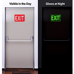 Aluminum Photoluminescent EXIT Sign | Glows for Up to 10 Hours | Ultra Reflective and Well Lit - Emergency Light (Stickers Decals)