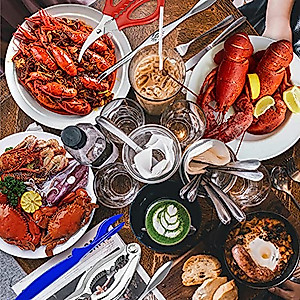 21 Pcs Crab Crackers and Tools, 6 Crab Leg Crackers, 6 Stainless Steel Lobster Shell Forks, 6 Crab Leg Forks, 2 Seafood Scissors & Storage Bag, Nut Cracker Set