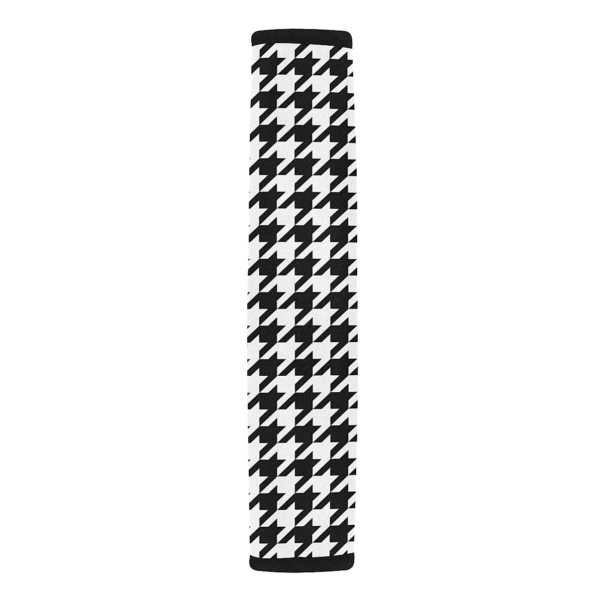 Black White Houndstooth Pattern Classical Car Seat Seatbelt Shoulder Pads Soft Seat Belt Covers Universal Soft Comfort Protect Men Women Neck and Shoulder