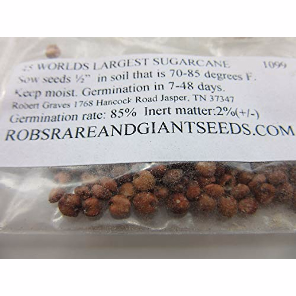 1099-Sugarcane, World's Tallest (Saccharum officinarum) Seeds by Robsrareandgiantseeds UPC0764425786917 Non-GMO,Organic,Bonsai, 1099 Package of 45 Seeds