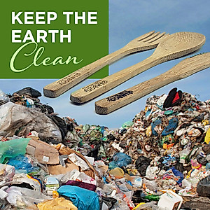 Bamboo Travel Utensil Set | Bamboo Fork, Knife, Spoon, Chopsticks, Straw, Straw-cleaning brush, Travel Pouch and Carabiner | Excellent For Everyday Use! ((1Set) Midnight Black)