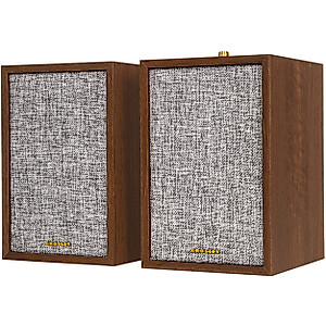 Crosley S200A-WA 4" Active Powered Bluetooth Stereo Speakers with Optical, USB, and Aux Connections, Walnut