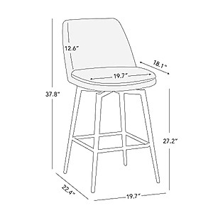 CHITA Counter Height Swivel Barstools, Upholstered Fabric Bar Stools Set of 2, Metal Base, 27.2" Seat Height, White