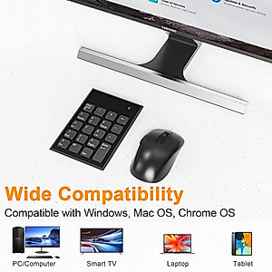 Wireless Number Pad and Mouse, Ultra Slim 2.4 GHz 19 Keys Numeric Keypad with 3 Adjustable DPI, Portable Silent Financial Accounting Number Keyboard Extensions for Laptop, PC, Desktop, Notebook