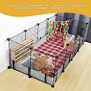FHTONGE Large Guinea Pig Cage with Bottom Trap, 8 Sq Ft Guinea Pig Playpen with Waterproof C&C Cage Liner, 48x24'' Metal Small Animal Cage Habitat for Hamster Hedgehog Bunny (12 x Cage Panels)