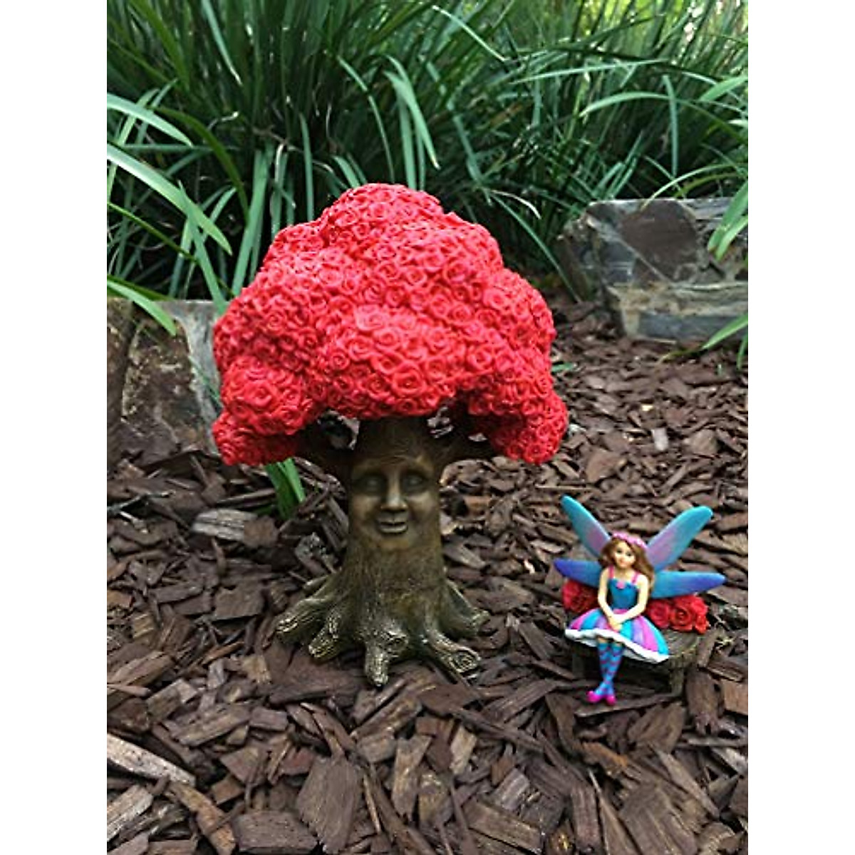 GlitZGlam Fairy Garden Miniature Tree: Mrs. Rose The Pink Rose Tree of Azar (9 Inch Tall) for The Garden Fairies and Gnomes - from The Beautiful Azarian Collection. A Fairy Garden Accessory