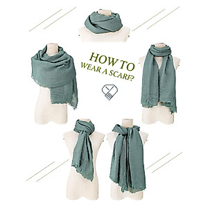 Geyoga 6 Pcs Women Scarf Shawl Hijab Scarfs Cotton Blend Crinkle Scarf Wrap Head Scarf for Seasons (Stylish Colors)
