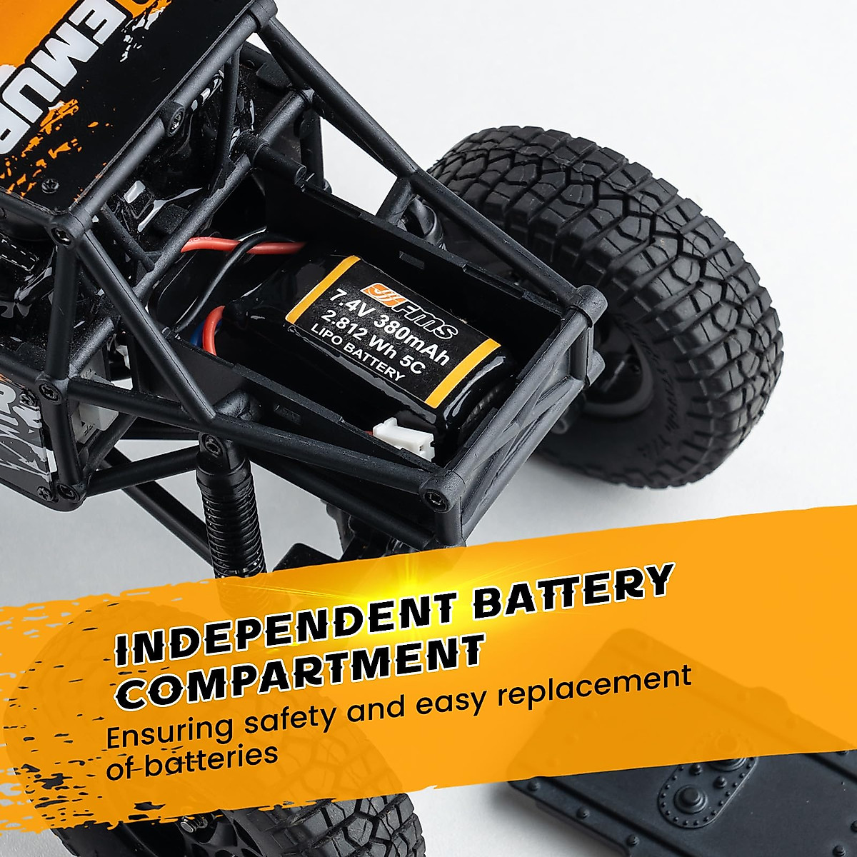 FMS RC Crawler 1/24 Lemur FCX24 4 Wheel Drive RC Rock Buggy, 2.4Ghz 380mAh Hobby Grade RC Car Model Off Road Vehicle RTR for Adults, Green/Orange/Red