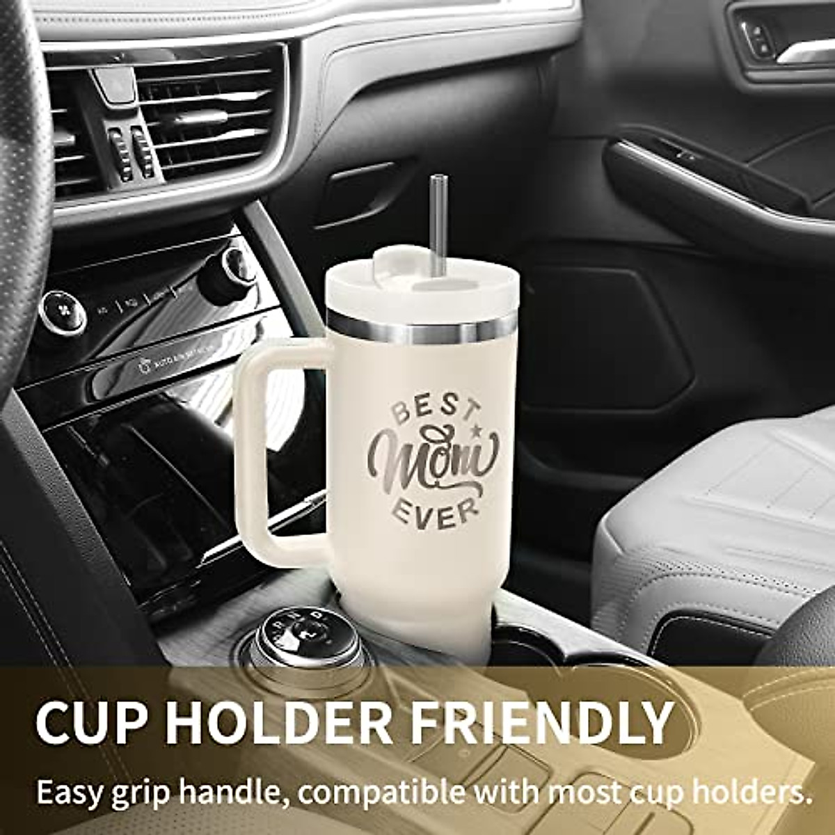 Gifts for Mom from Daughter Son 40 oz Tumbler with Handle and Straw for Mother in Law Wife Women Birthday Presents Mothers Day Gift Water Cup with Lid Insulated Travel Mug Stainless Steel Coffee Mug