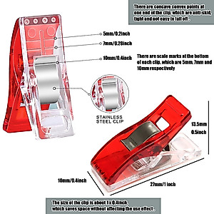 GMMA 120 Pcs Mix Colors Sewing Clips Acrylic Transparent Multifunctional Premium Quilting Clips，Storage Bag Clips, Sewing Clips for Fabric，Plastic Clips for Crafts
