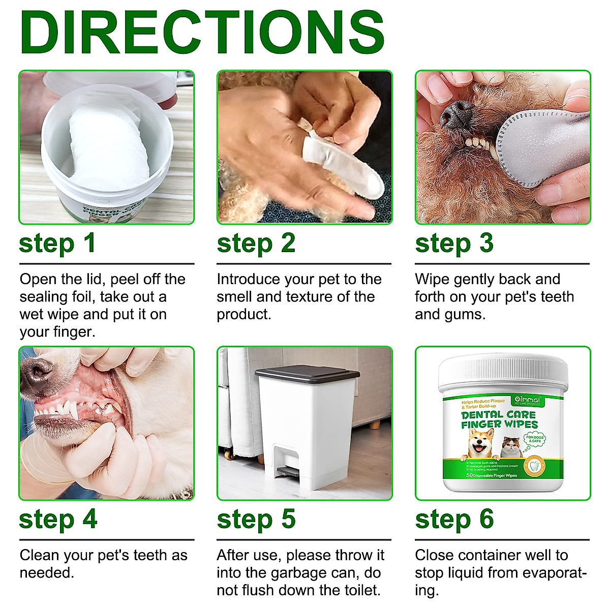 ALIVO Dental Teeth Cleaning Wipes for Dogs & Cats, Remove Bad Breath by Removing No-Rinse Dog Finger Toothbrush, Disposable Gentle Cleaning Pet Dental Care Wipes, 50pc