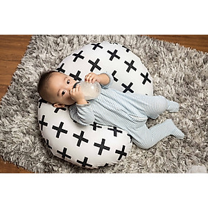 Mila Millie Premium Quality Nursing Pillow Cover Nordic Swiss Black Cross Unisex Design Slipcover - 100% Cotton Hypoallergenic - Great for Breastfeeding Mothers - Fits Boppy Pillow