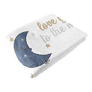 Sweet Jojo Designs Woodland Bear Boy Girl Milestone Blanket Monthly Newborn First Year Growth Mat Baby Shower Memory Keepsake Gift Picture - Navy Blue Grey Gold Black Celestial Moon Star Watercolor