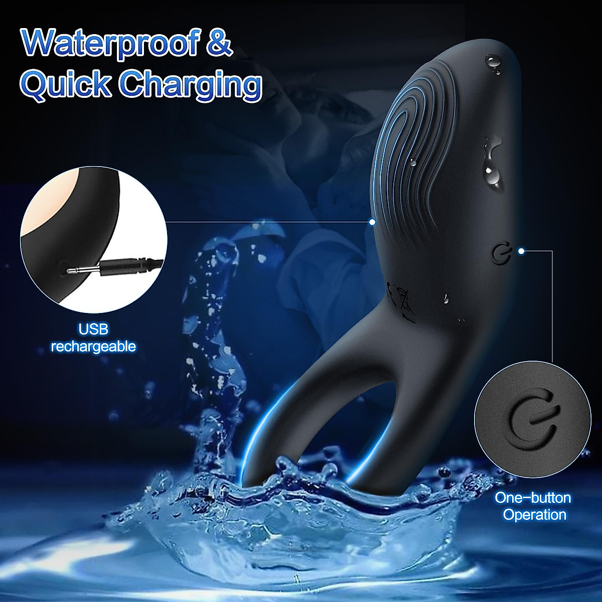 Erocome Vibrating Cock Ring Male Sex Toys with Clitoral Stimulator,Penis Ring Vibrator with 8 Vibration Modes Waterproof Rechargeable Cock Ring Vibrator Adult Sex Toys for Couples Male Masturbator