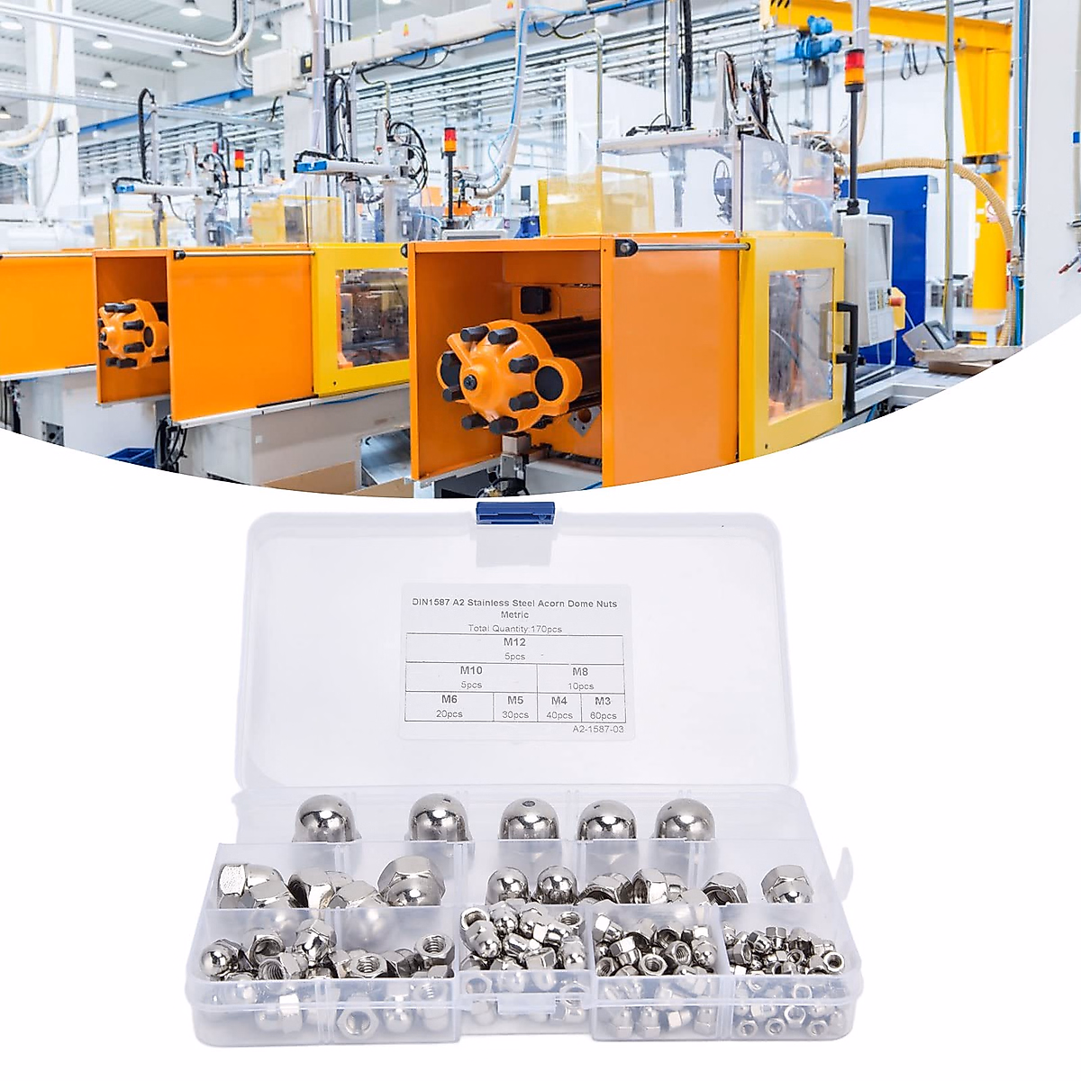 Acorn Cap Nuts, 304 Stainless Steel Acorn Hex Cap Nuts Locknuts for Industrial Machinery