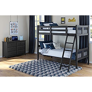Storkcraft Caribou Twin-over-Twin Bunk Bed (Gray) – GREENGUARD Gold Certified, Converts to 2 individual twin beds