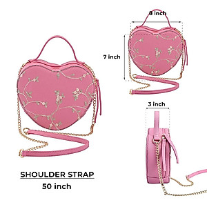 Shop LC Cute Pink Heart Purse for Women, Faux Leather Heart Shaped Crossbody Bags, Zipper Closure Shoulder Aesthetic Bag Valentines Day Gifts
