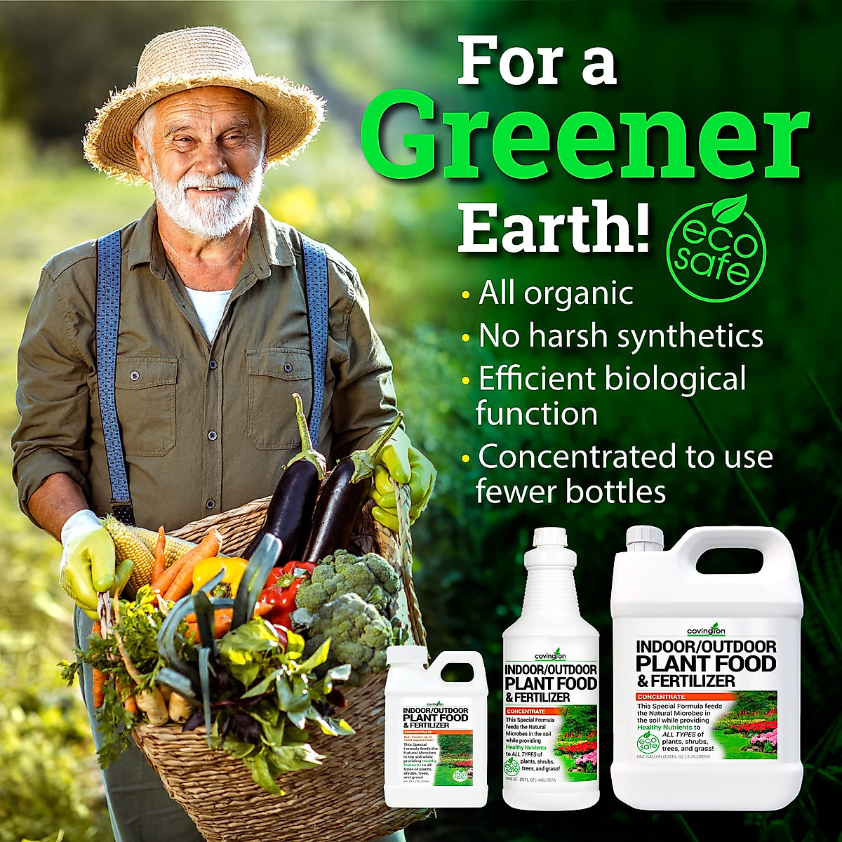 Plant Food & Fertilizer Liquid Concentrate – 8 Oz. Organic Liquid Fertilizer for Vegetables, Fruits, Flowers, and Trees – Year-Round Indoor or Outdoor Organic Plant Fertilizer by Covington Naturals