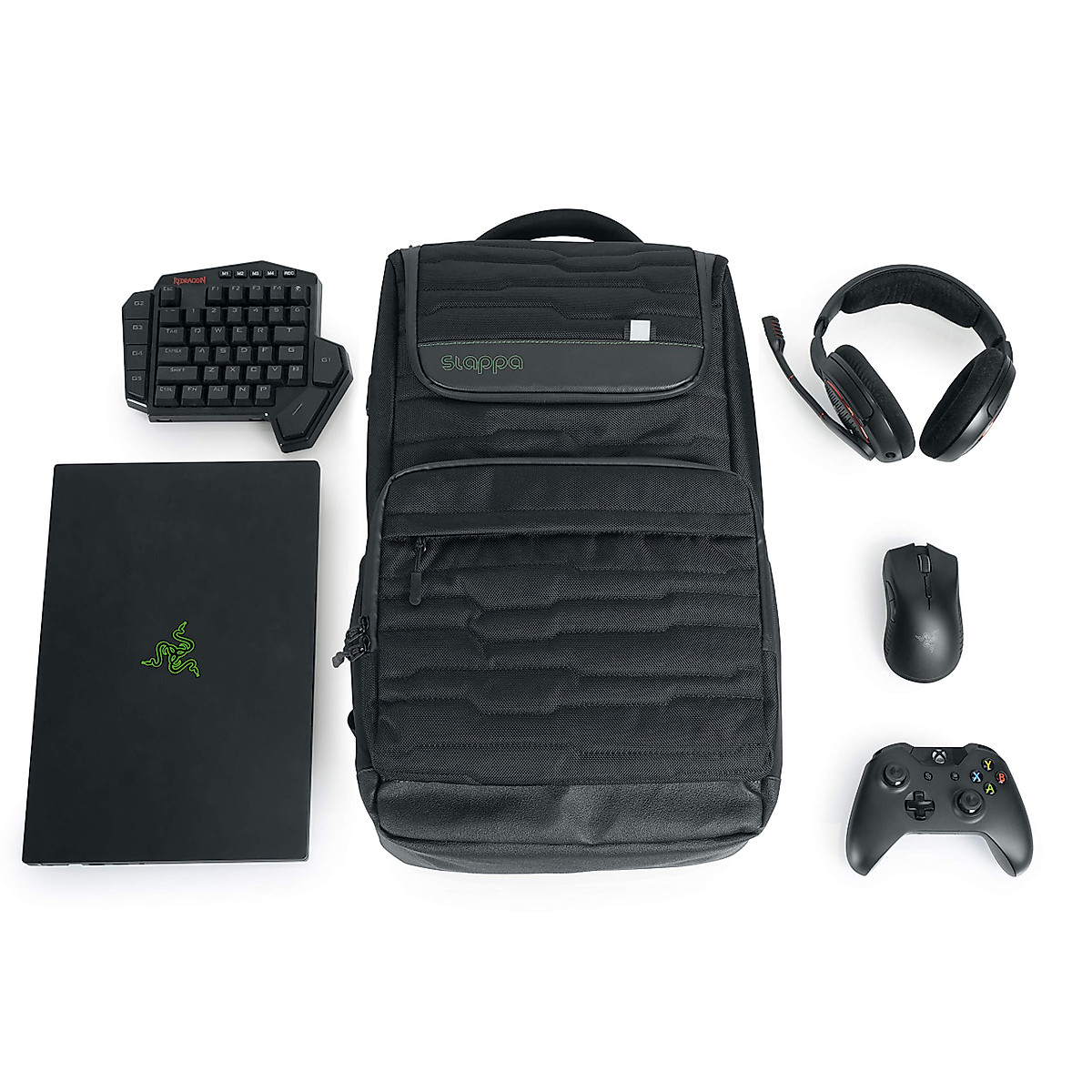 Slappa Gamma Series Gaming Laptop Backpack with Water resistant Zippers; Fits up to 15" Laptops (SL-GAMMA-LAPTOP-BP)
