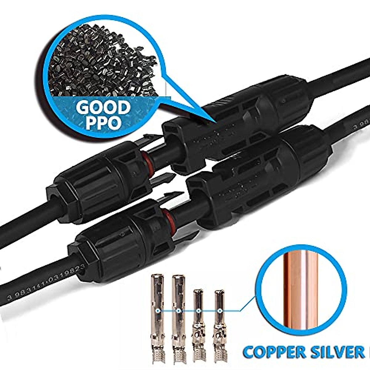 Kimystam Solar Connectors Splitter with Wire IP67 Waterproof Y Branch Parallel Adapter Cable Wire Plug Tool Kit for Solar Panel Parallel Connection 1 Pair MMF+FFM…