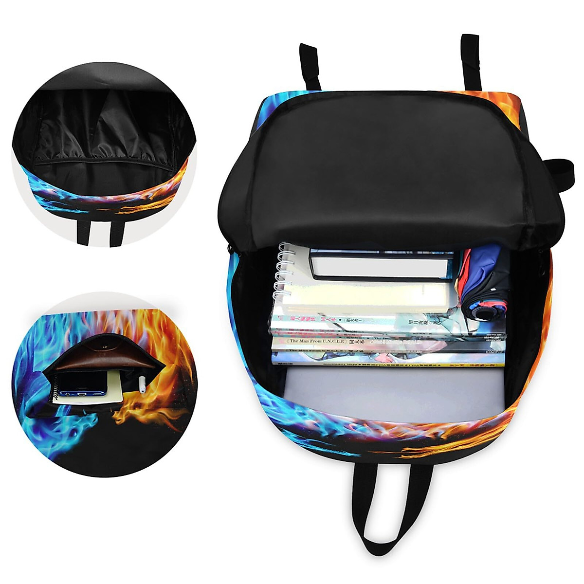 Cool Dragon Fire Backpack Travel Bag for Men Women, Lightweight Casual Daypack School Bag for Students Teens Girls Boys