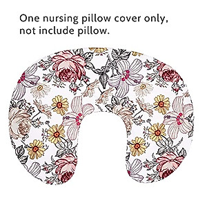 HNHUAMING Floral Nursing Pillow Cover, Breastfeeding Pillow Slipcover for Baby Girls, Soft Snug Fits On Newborn Feeding Pillow Case