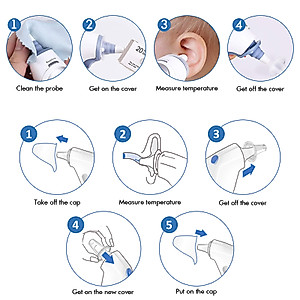 100 Count Ear Thermometer Probe Covers, Disposable Lens Filters Compatible with All Braun Ear Thermometer Models, Refill Caps