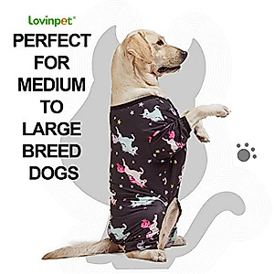 LovinPet Pet Pajamas for Dogs Large - Post-Surgical Recovery Pajamas for Big Dogs, Lightweight Pullover Dog Pajamas, Full Coverage Dog pjs, Wild Horses Galloping Print /2XL