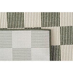 Revival Rugs Gambit 5'3"x8' Checkered Rug Washable Area Rug for Living Room Bedroom - 100% Recycled Oeko-TEX Certified, Medium Pile, Green, Beige