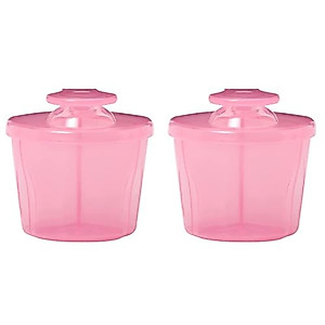 Dr. Brown's Baby Formula Dispenser with Snap-On Lid for On-The-Go Feedings,Milk Powder Dispenser for Traveling with Infant,Pink Pack of 2