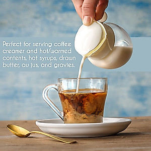 Crystalia Creamer Pitcher with Handle and Lid, Small Glass Body and BPA-Free Plastic Lid, Mullti Purpose Pourer, 7 Ounces