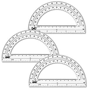 Mr. Pen- Protractor, 6 inch, 3 Pack, Protractors, Clear Protractor, Geometry Protractor, Protractor 6 inch, Clear Plastic Protractor, Protractor for School, Protractor Math, Plastic Protractor Clear