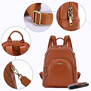 Genuine Leather Backpack Purse women satchel handbags Convertible Anti-theft work Shoulder bag Brown