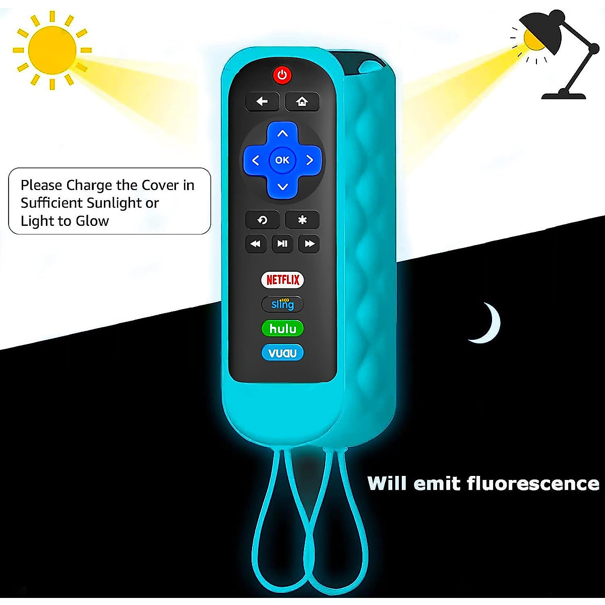 Universal Replace Remote for All Roku TCL Hisense ONN TV, with Luminous Protective Case, RC280 Replacement for TCL Roku/Hisense Roku/ONN Roku/Sharp Roku TV