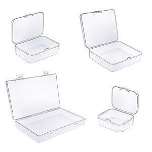 24 Pieces Mixed Sizes Rectangular Empty Mini Clear Plastic Organizer Storage Box Containers with Hinged Lids for Small Items and Other Craft Projects