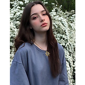 MANZHEN Gold Tone Fashion Sun Sunflower Pendant Natural Abalone Shell Charm Necklace for Women(Gold)