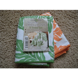 Kauhale living Microfiber Dish Cloth, Towel Set of 2 Kitchen Towel Breadfruit, Hawaiian Hawaii Tropical Style (12" x 12")