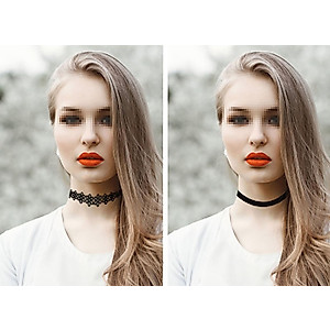 mollensiuer 6 Pieces Black Choker Necklace Set Vintage Lace Tattoo Choker for Women