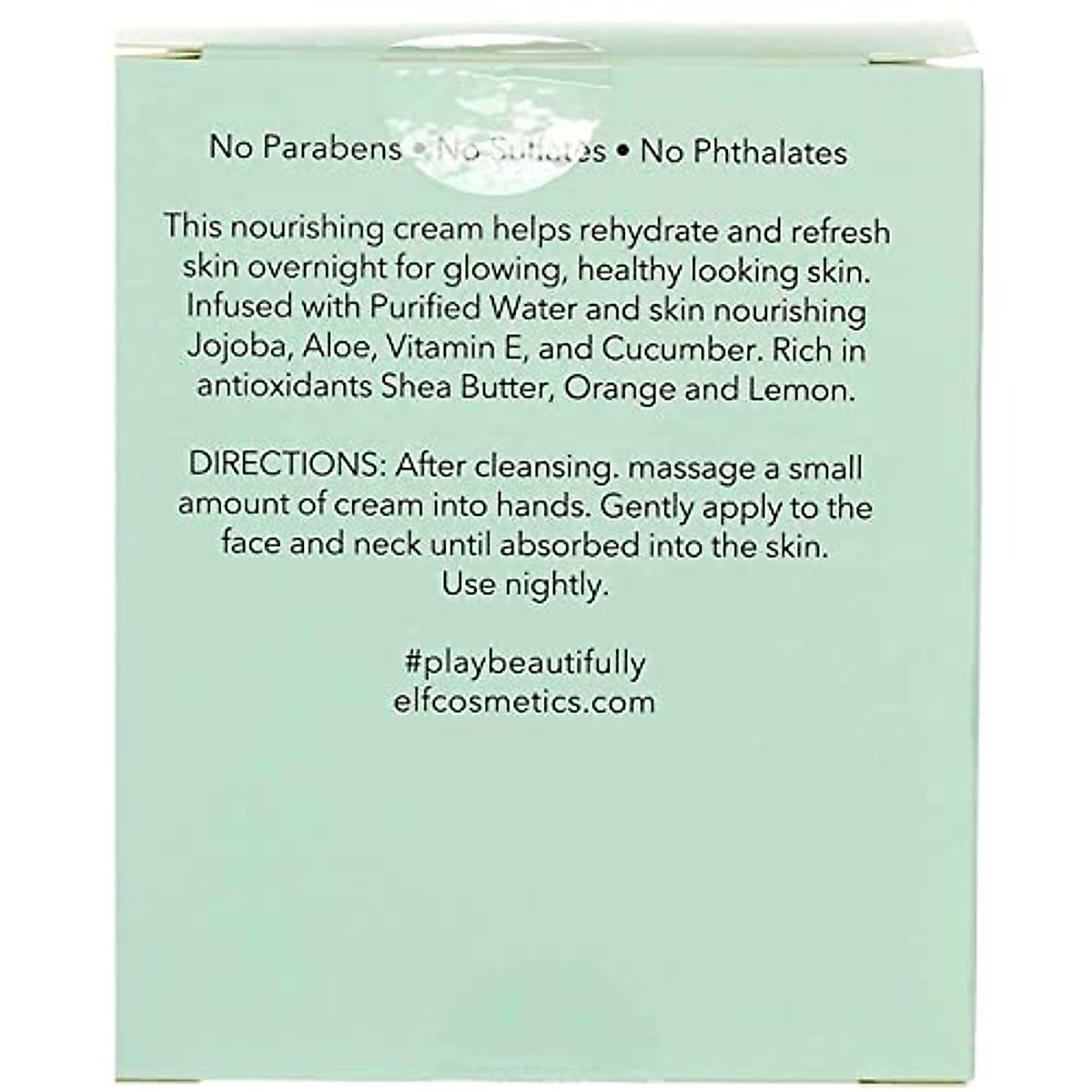 e.l.f. Nourishing Night Cream, Ultra-Hydrating Face Moisturizer, Infused with Shea Butter & Jojoba Oil, Soothes & Softens Skin, 1.76 Oz