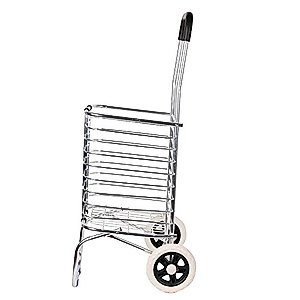 Lucky Tree Folding Shopping Cart with 2 Wheels Compact Superlight Aluminum Grocery Dolly Collapsible Utility Cart