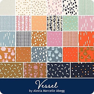 FlashPhoenix Quality Sewing Fabric – Vessel by Ruby Star Jelly Roll 100% Cotton Fabric Quilt by Strips Size: 2.5 x44 Inch