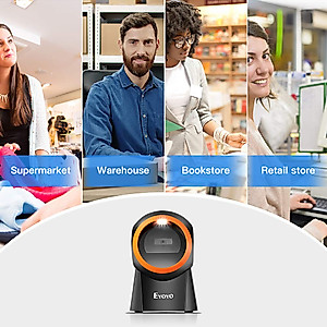 Eyoyo Hands-Free 1D 2D Desktop Barcode Scanner, QR Barcode Reader Support Screen Scanning Platform Scanner for Warehouse, Supermarket, Retail Store, Bookstore Pos System