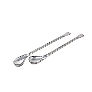 Stainless Steel Double Ended Square & Lab Spoon Sampler Lab Spatula 7″ Length (Set of 2: Right and Left Angled)